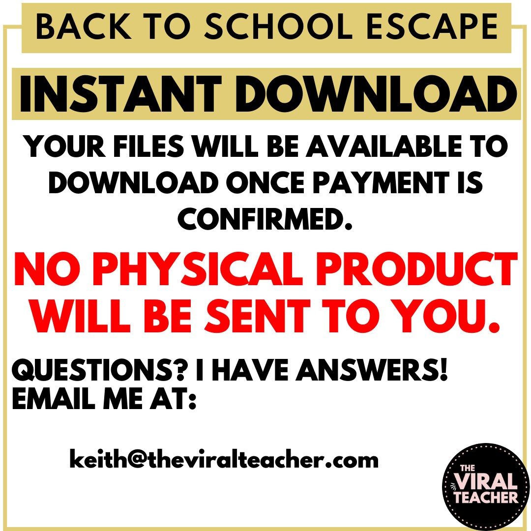 Escape Room for Kids, Back to School Escape Room Printable Puzzle Game ...
