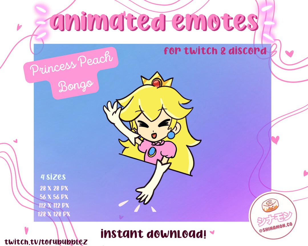 Animated Princess Peach Bongo Emote Twitch Sub Badges Streaming Emotes ...