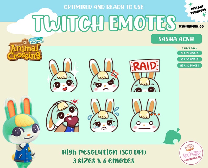Sasha Animal Crossing New Horizons ACNH Twitch Emotes démote points de ...