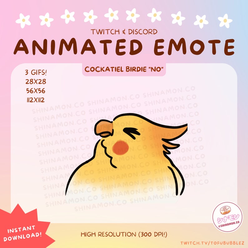 Animated Bird NO Emote | Cute Cockatiel Birdie | Head Shake | Twitch ...