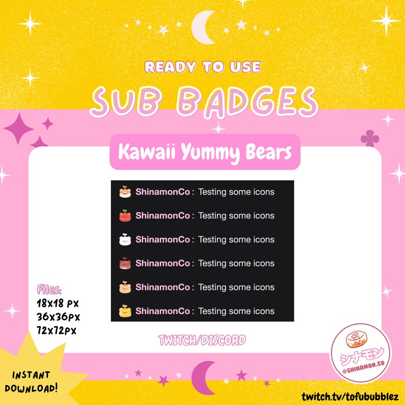 Yummy Bear Sub Badges | Kawaii Pastel Cute for Streamers Streaming on ...