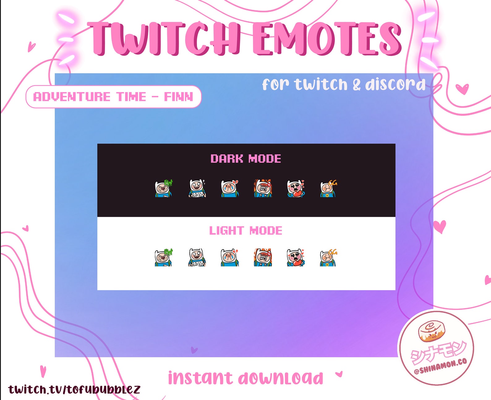 Adventure Time Finn Emote Twitch Emotes Sub Badges BMO Jake Streaming ...