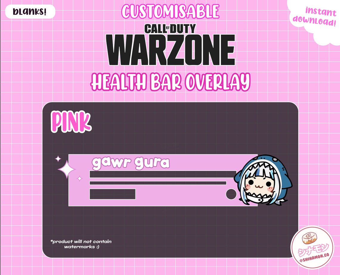 Pink Warzone HUD Health Bar Overlay For Streaming, Twitch, OBS Studio ...