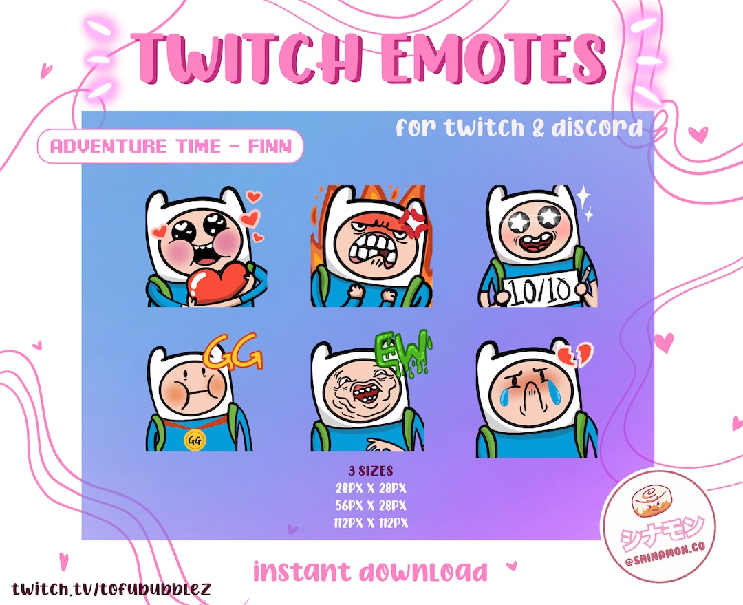 Adventure Time Finn Emote | Twitch Emotes Sub Badges | BMO Jake ...