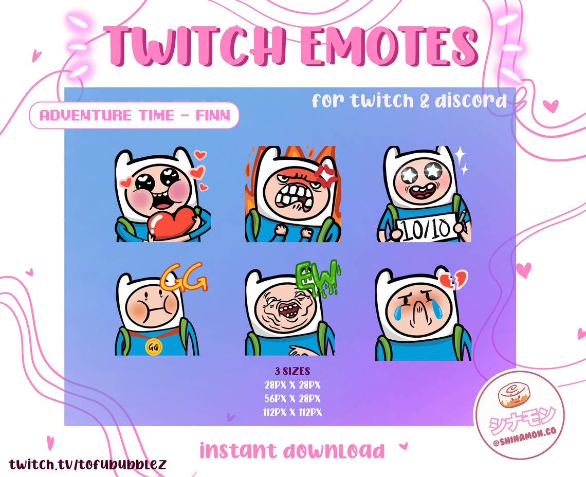 Adventure Time Finn Emote | Twitch Emotes Sub Badges | BMO Jake ...