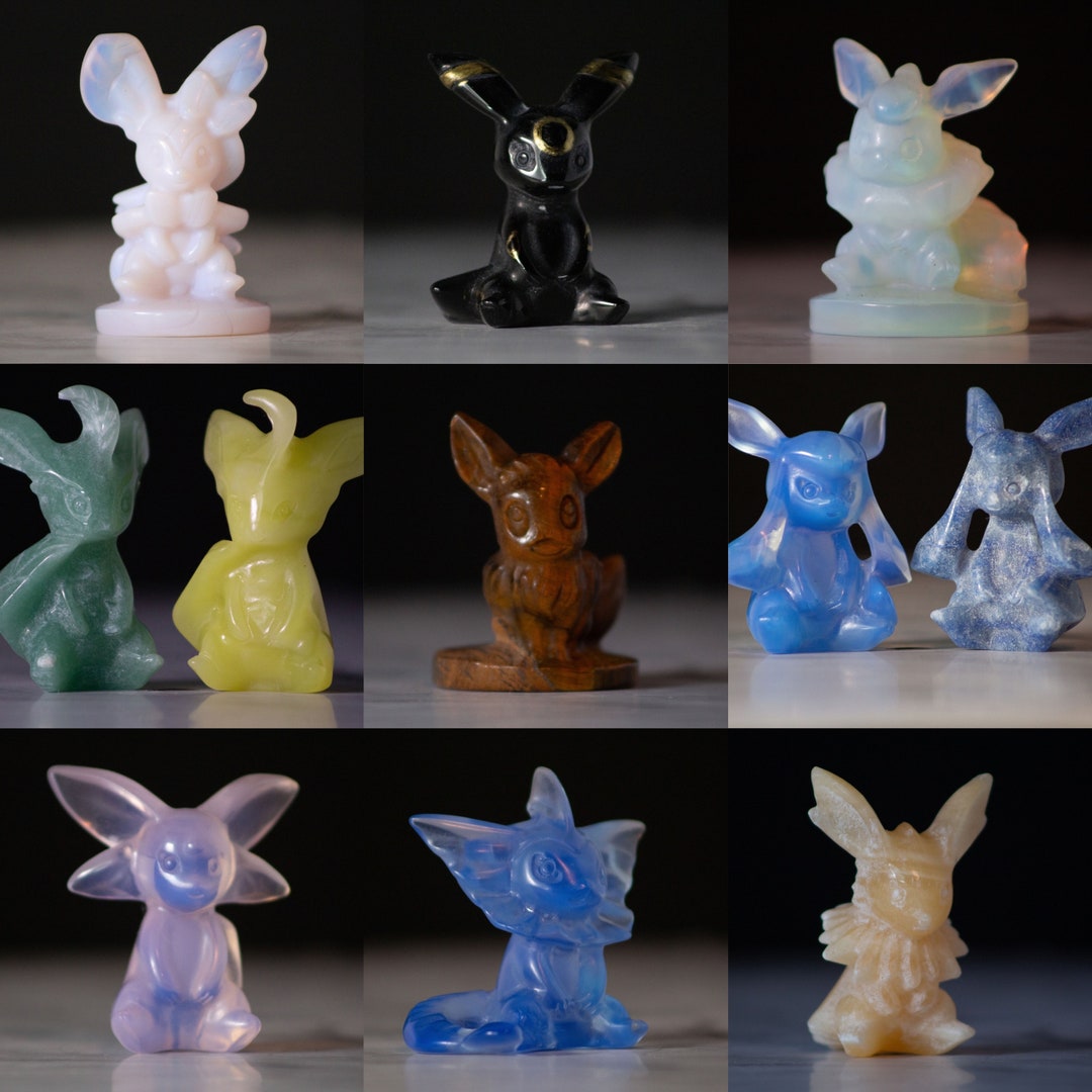Eeveelutions Crystal Pokémon Figure, Eevee, Espeon, Vaporeon, Glaceon ...