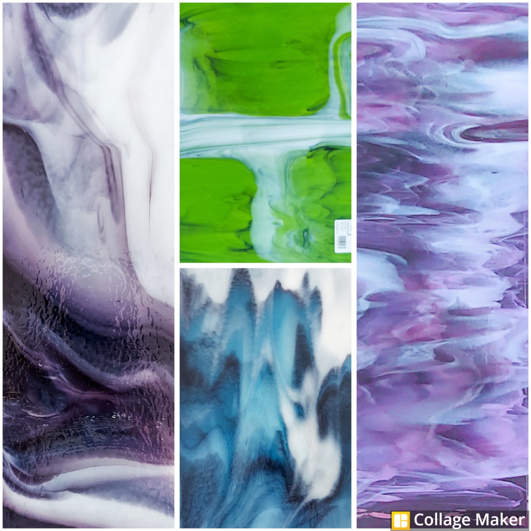 90 COE bullseye Streaky Fusible Glass Sheets. your Choice of 4 Colors ...