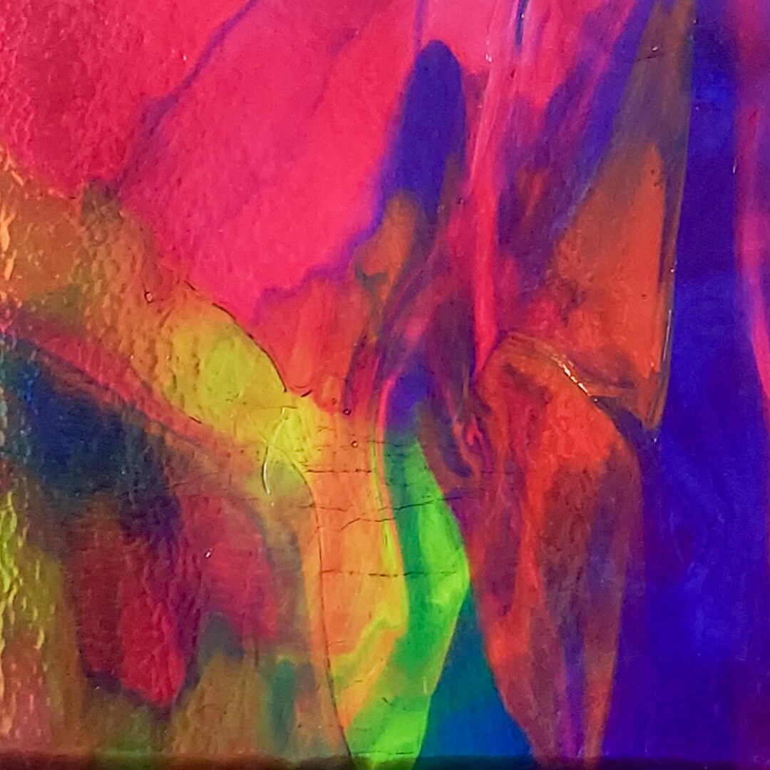 90 COE BULLSEYE "cranberry Pink/royal Blue/spring Green Streakie ...