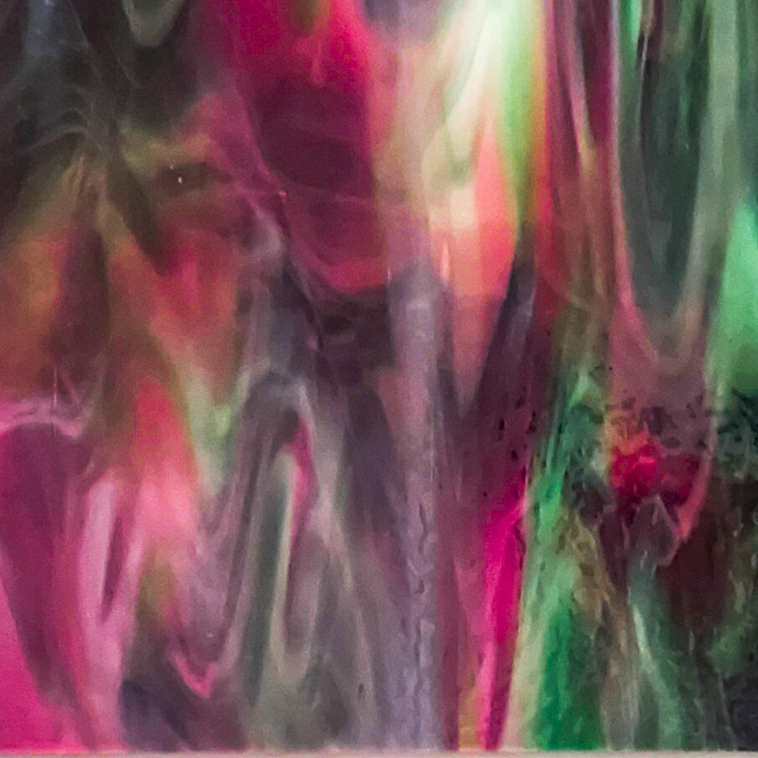 90 COE BULLSEYE "cranberry Pink/emerald Green/white Opal Streakie ...