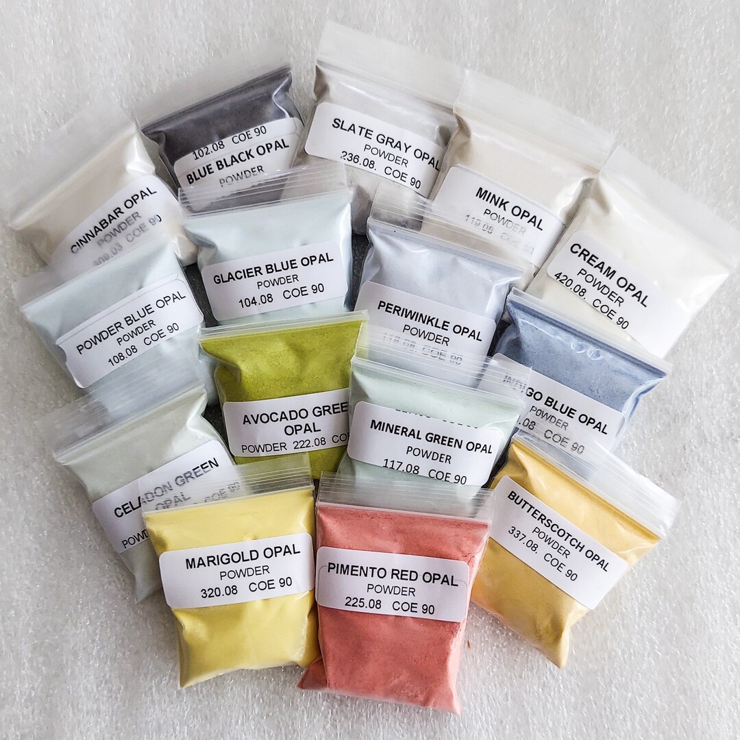 POWDER GLASS FRIT expand Sample Set.15 Colors/1 Oz. per Color. Bullseye ...