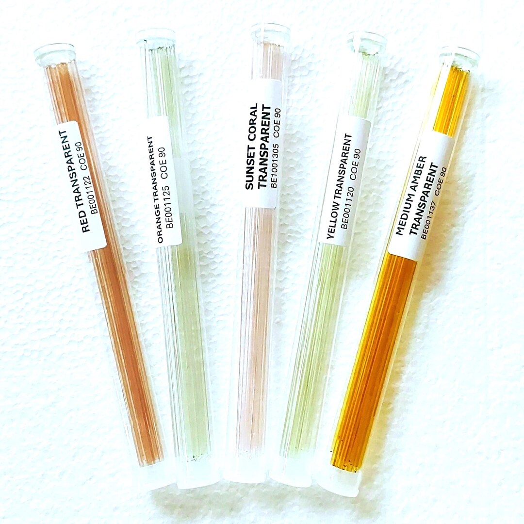 GLASS Stringers-transparent "red/yellow/orange" Bullseye COE 90- 6 ...