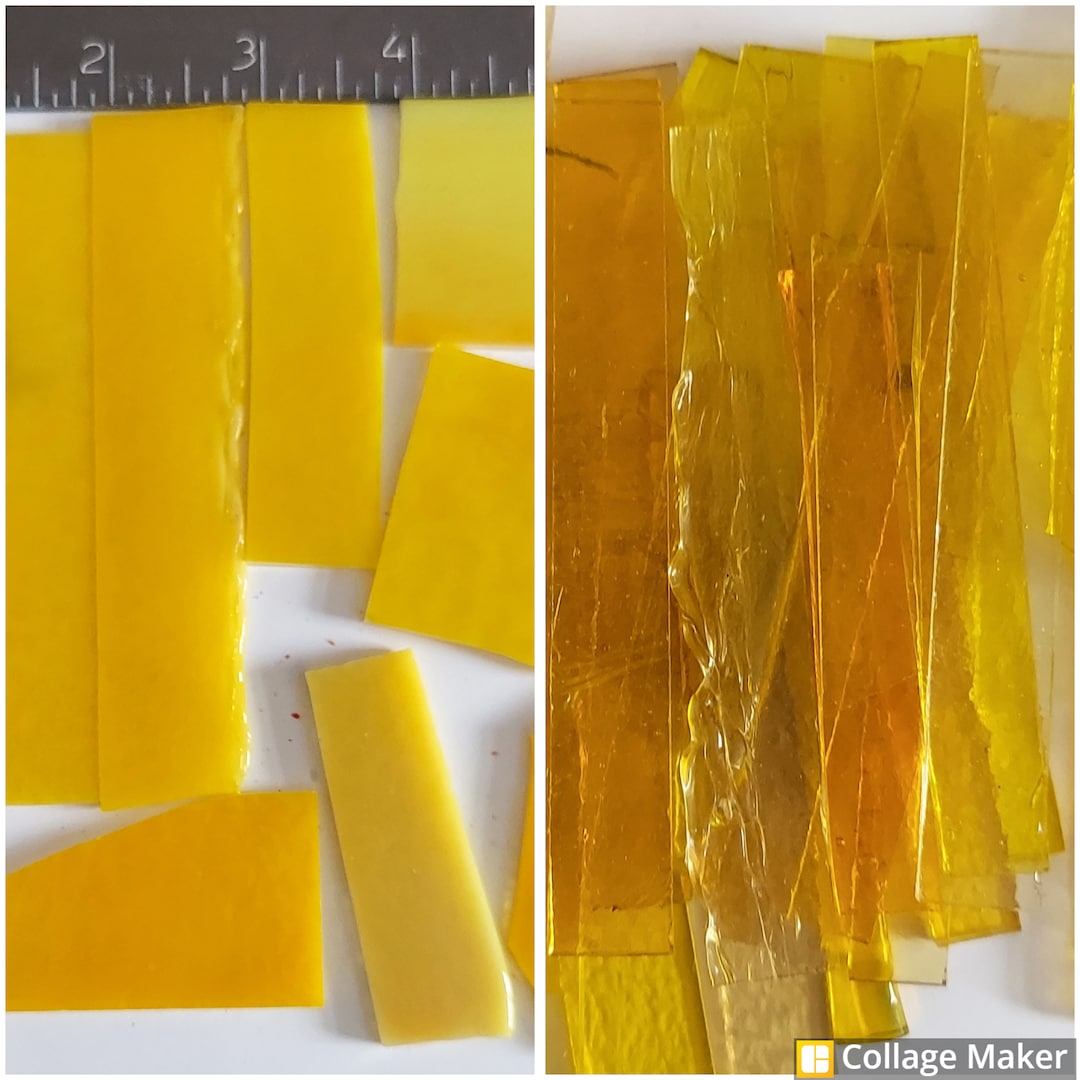 COE 90 Fusible Scrap Glass "yellow Opal Mix" or "yellow Transparent Mix ...