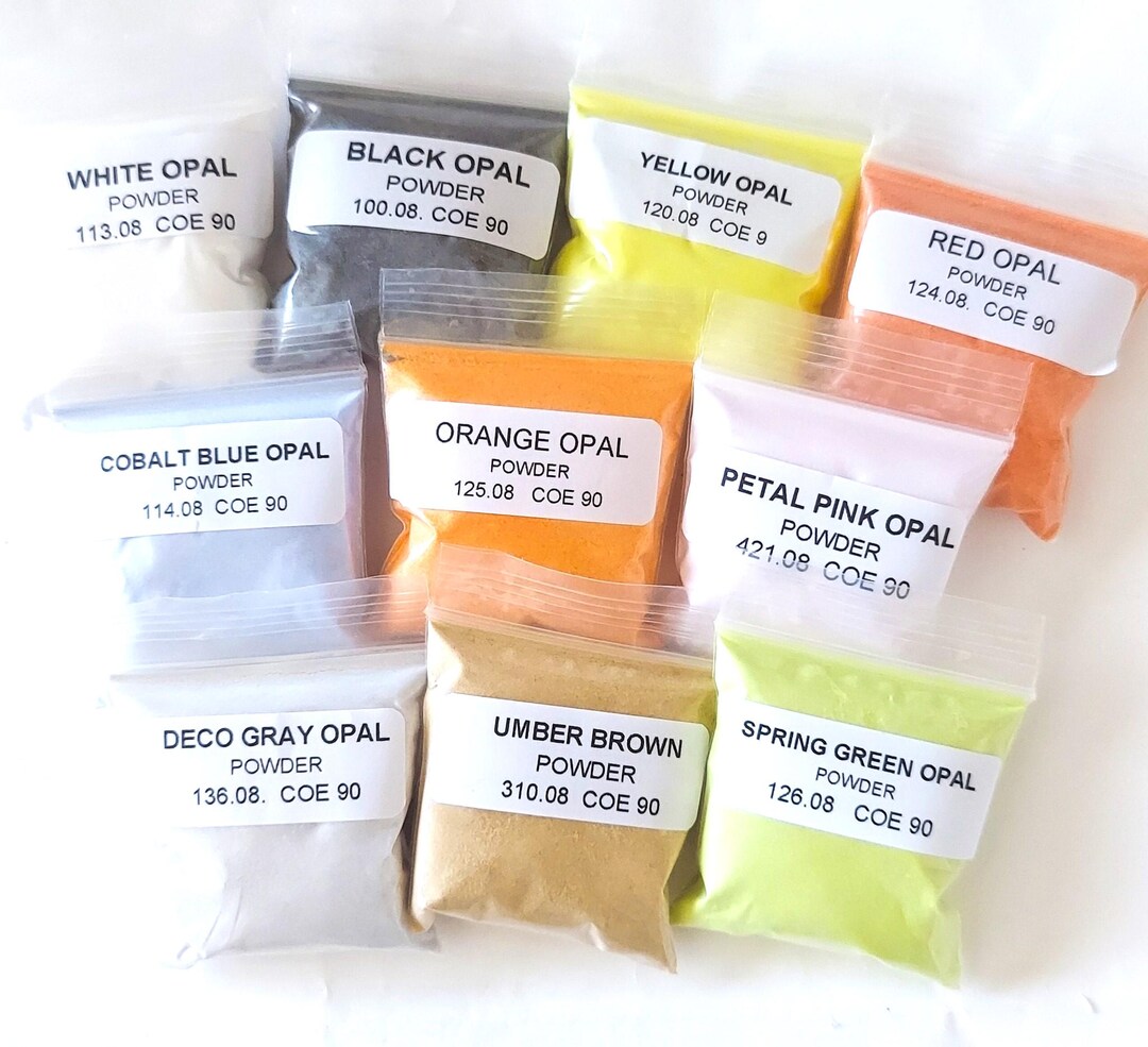 POWDER GLASS FRIT - "the Basics" 10 Color Sample Set. Bullseye Glass ...