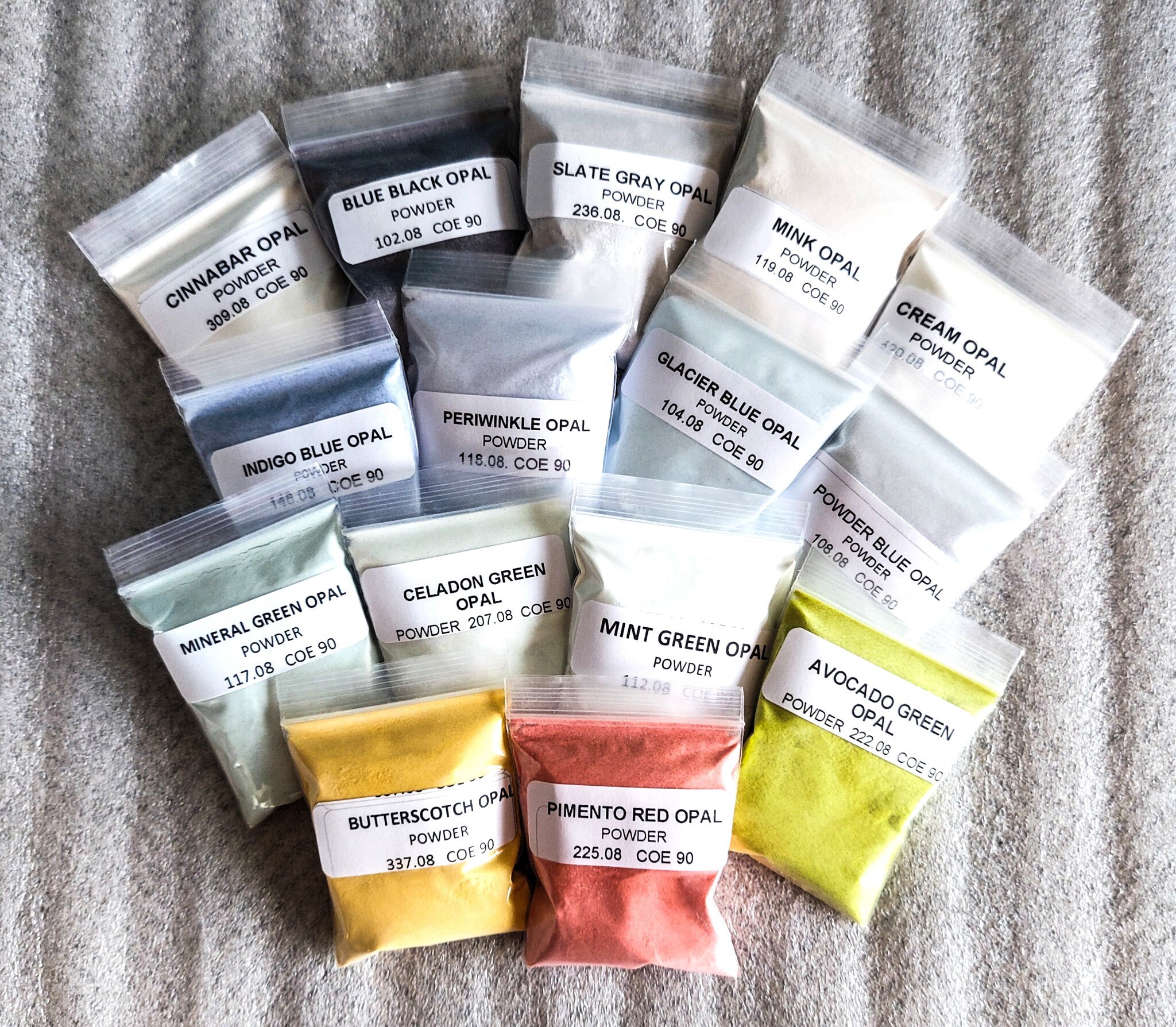POWDER GLASS FRIT expand Sample Set.15 Colors/1 Oz. per Color. Bullseye ...