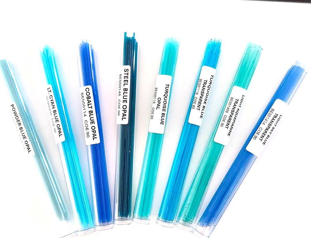 GLASS STRINGERS 1 Mm. blue Opal and Transparent 8 Single Colors. 5 Long ...