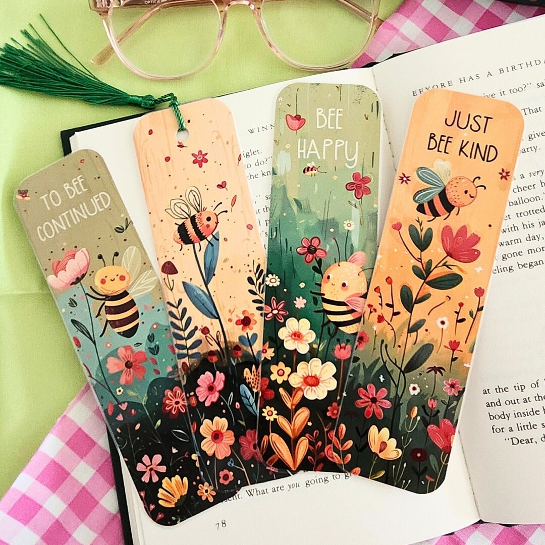 Set of Four Cute Bee Bookmarks, Gifts for Book Lovers, Gift for Bee ...