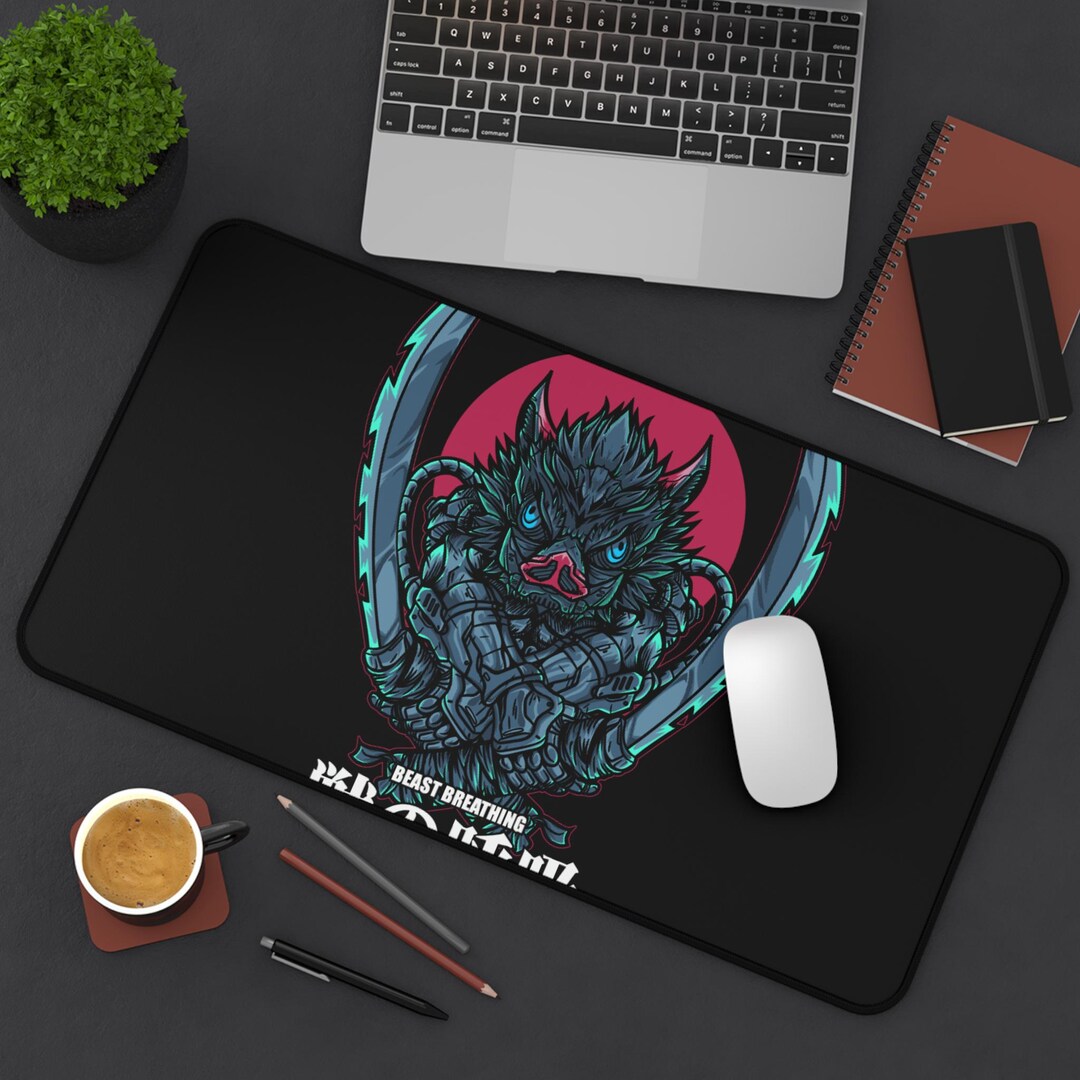 Anime Desk Mat, Armored Inosuke Demon Slayer Mouse Pad, Gaming Desk ...