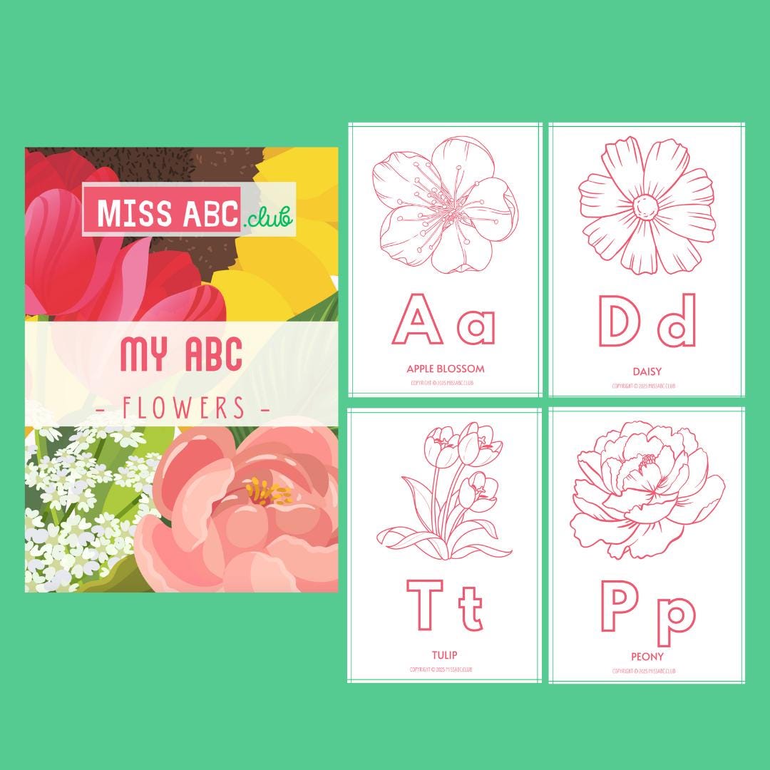 Flowers ABC Coloring Book | Digital Download | Toddler & Preschool ...