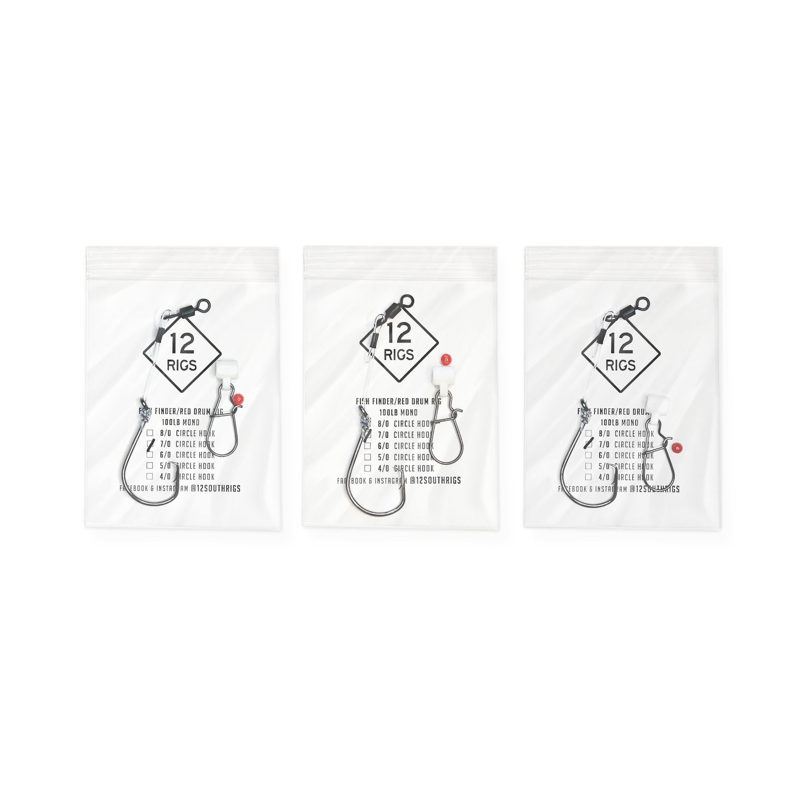 3 Pack 'hatteras Style' Fish Finder Red Drum Surf Fishing Rigs 100LB ...