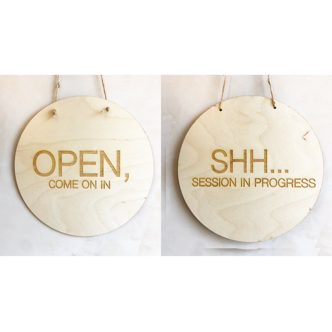 Session in Progress Sign / Reversible Shop Modern Wooden Simple Door ...