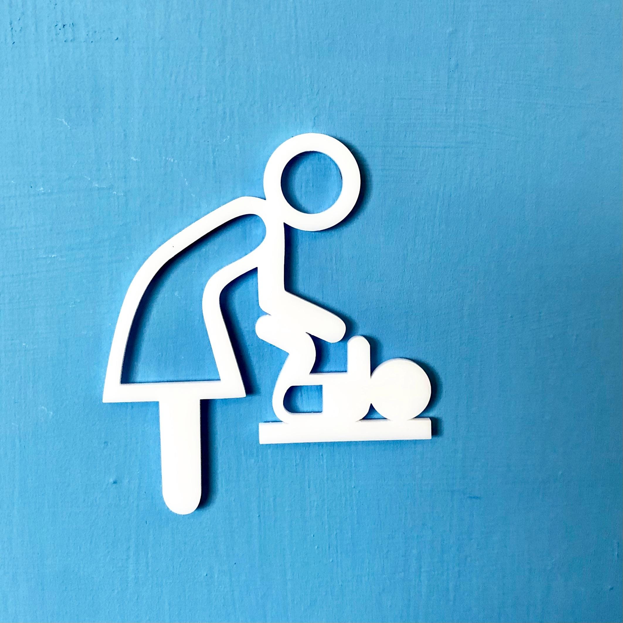 Baby Changing Room Door Sign / Modern Acrylic Simple Bathroom Symbol ...