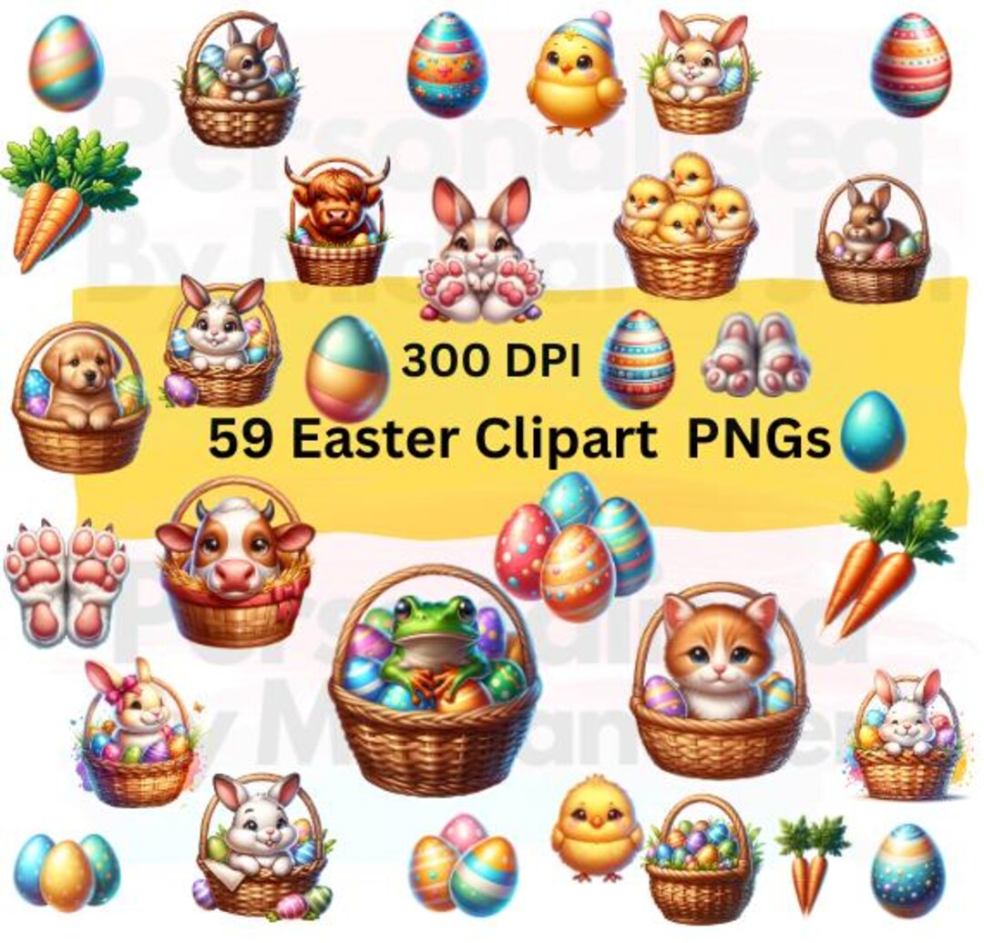 59 Easter Clipart Png Bundle 300 DPI - Etsy
