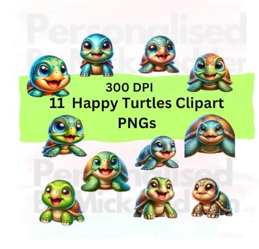 11 Happy Turtles Clipart Png Bundle 300 DPI - Etsy