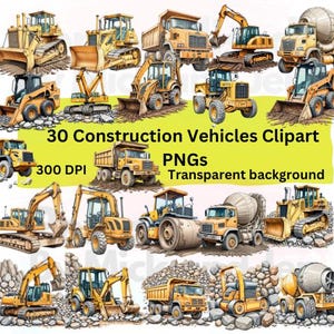 30 Construction Vehicles Clipart Png Bundle 300 DPI - Etsy Australia