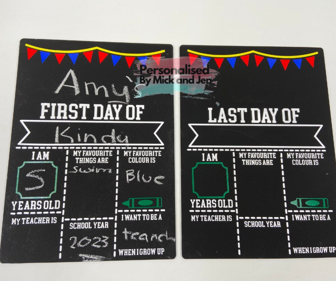 Back to School First and Last Day Photo Board Chalkboard Black Board ...