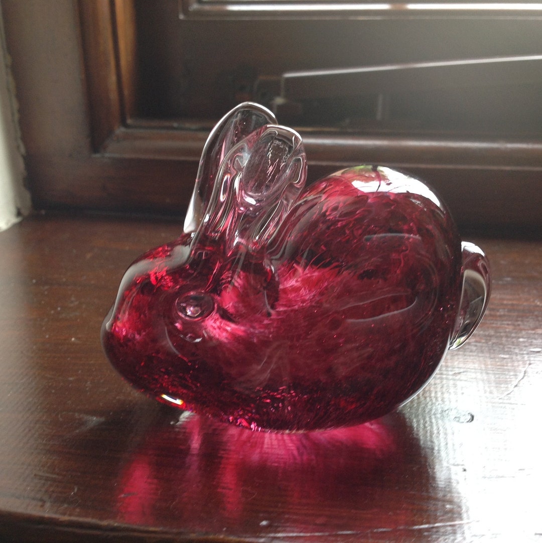 Wedgwood Pink Glass Rabbit Paperweight - Etsy