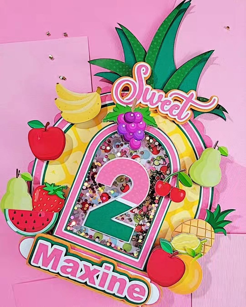 Fruits Cake Topper Shaker With Lights. Twotii Fruitti Cake Topper ...
