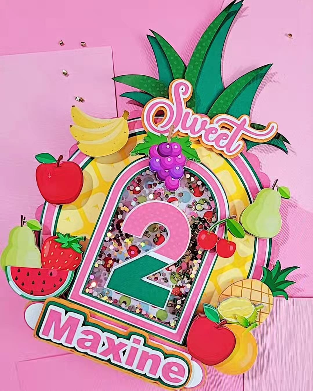 Fruits Cake Topper Shaker With Lights. Twotii Fruitti Cake Topper ...