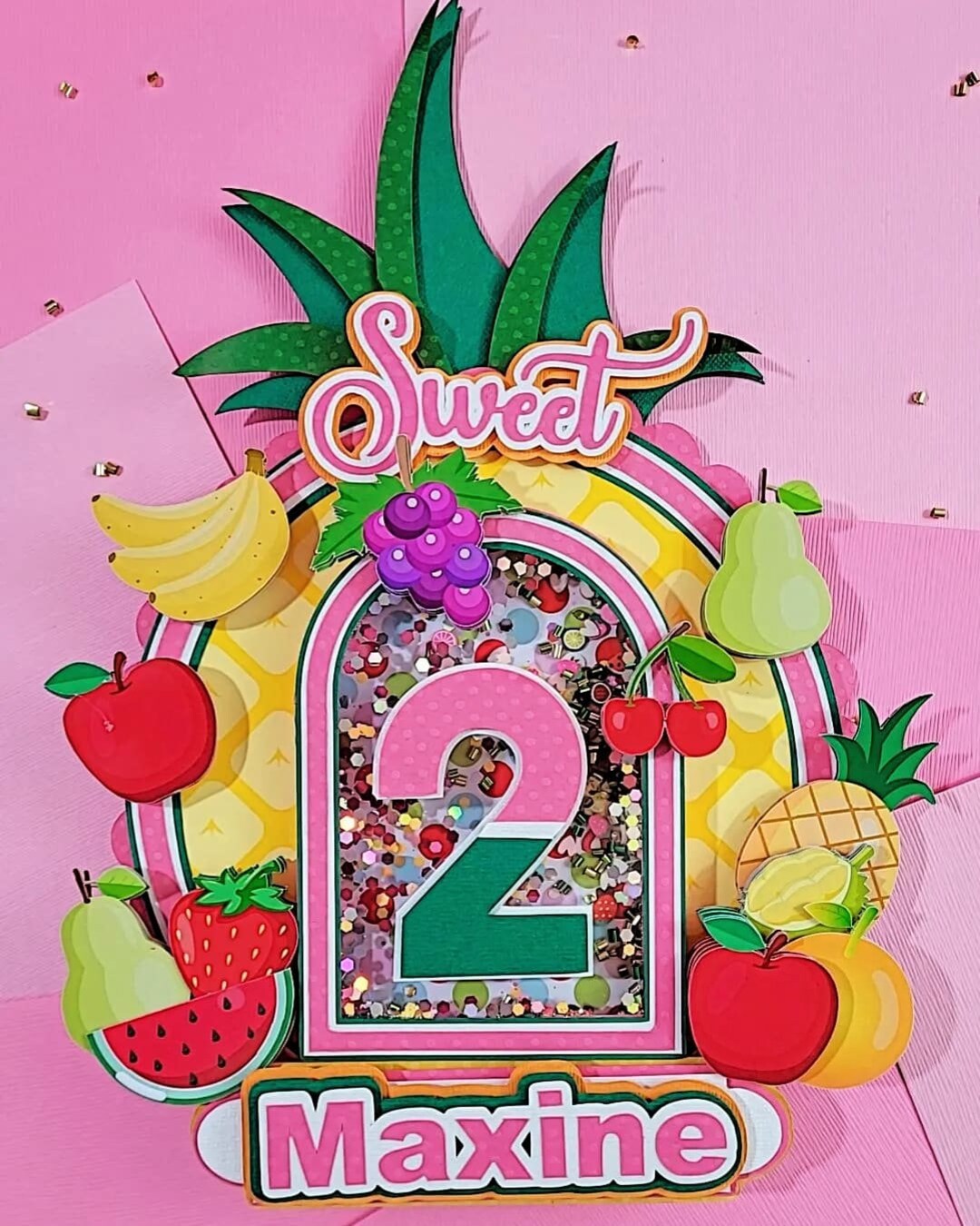 Fruits Cake Topper Shaker With Lights. Twotii Fruitti Cake Topper ...