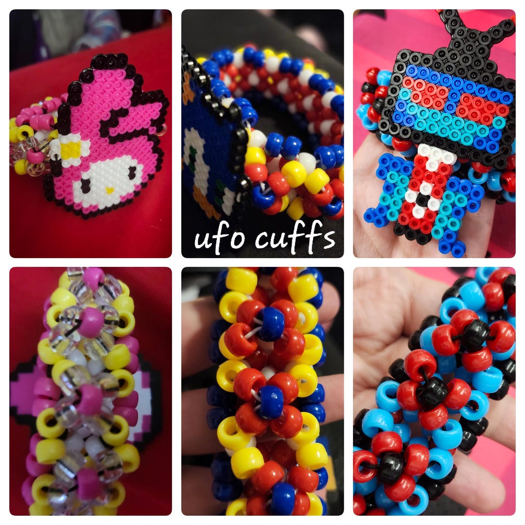 Kandi Cuffs and Bracelets Custom Perlers Rave Edc Edc Plurr Rotating ...