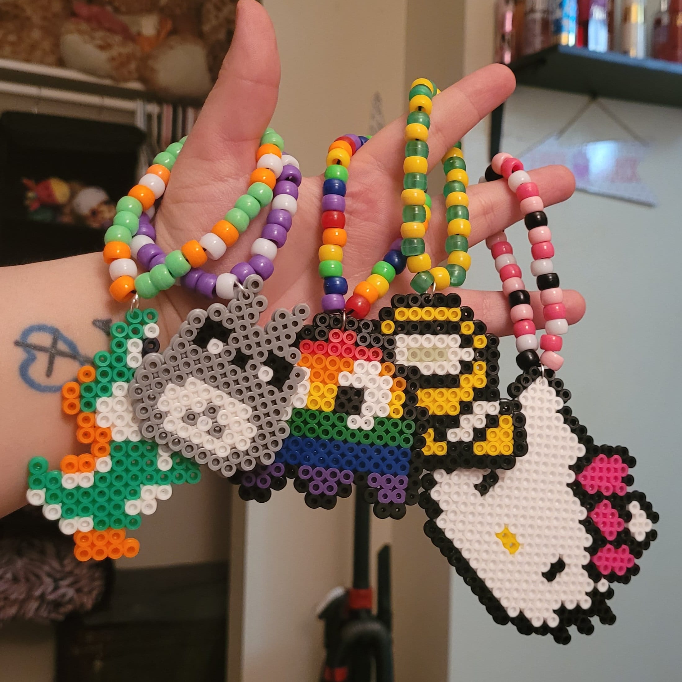 Perler Necklaces and Kandi Singles. Perler Bracelets. Perler Keychains ...
