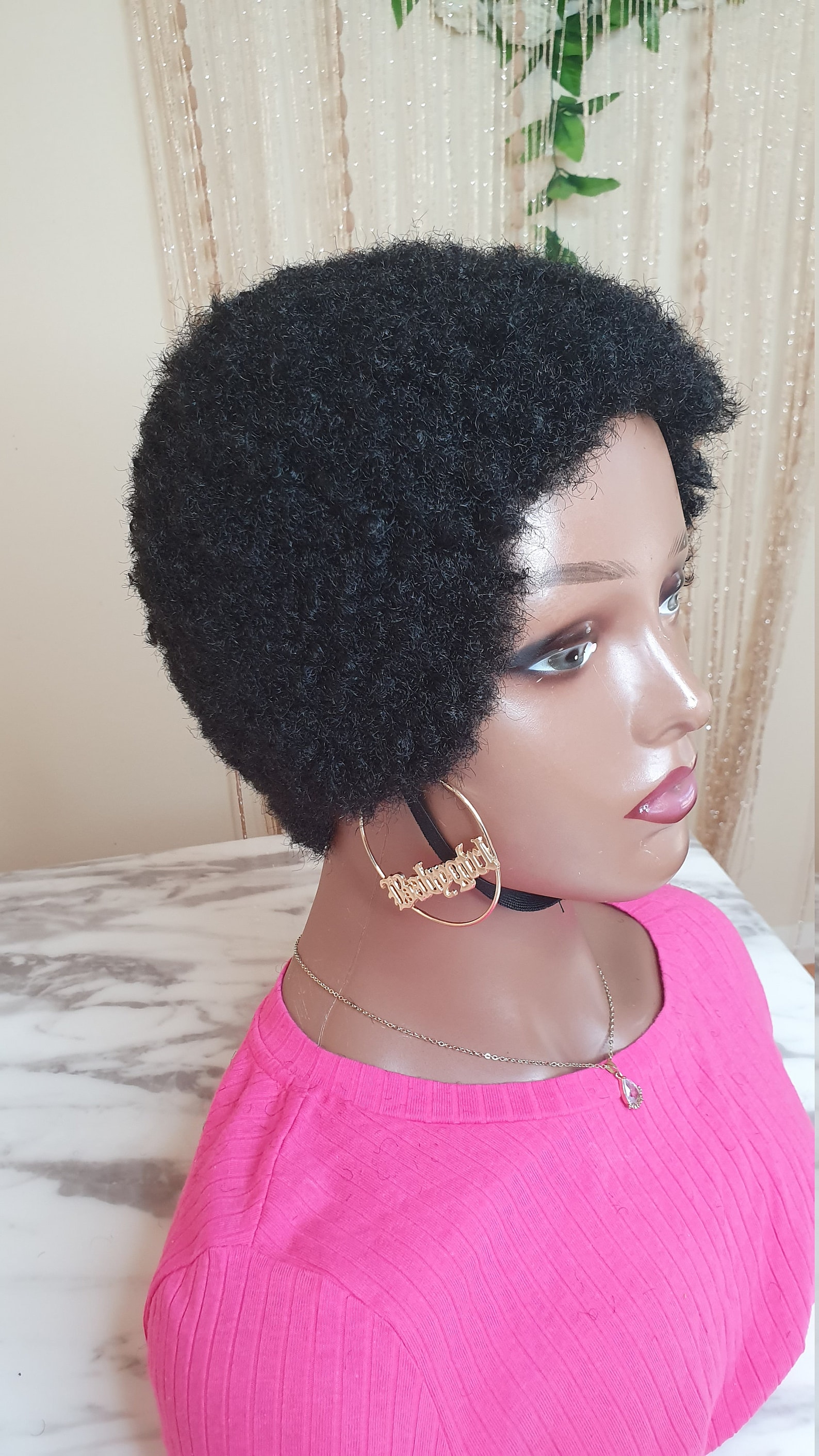 Low Cut Wig/afro Wig/low Cut Afro Wig/synthetic Afro Wig/short Wig ...