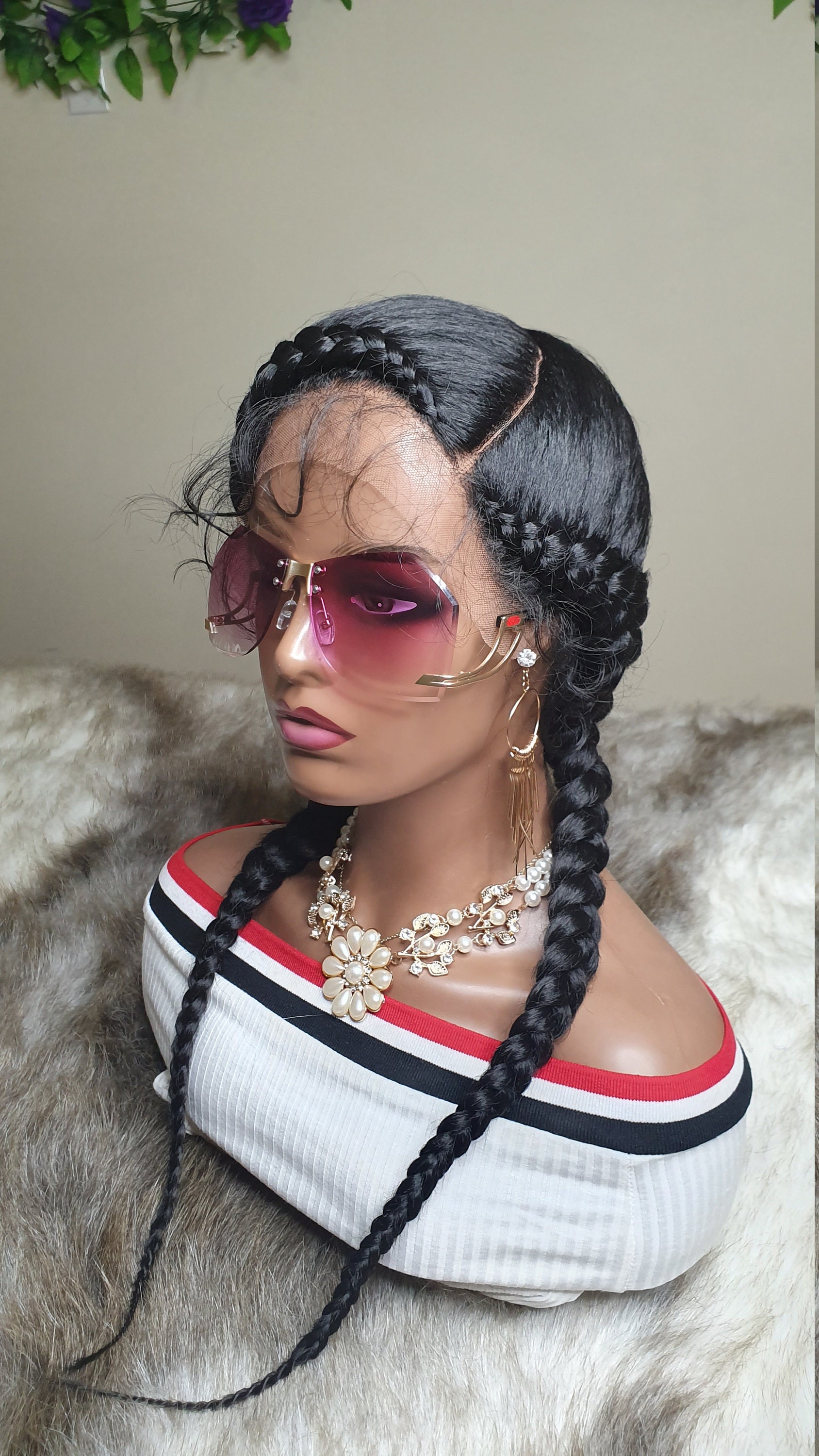 Double Braided Cornrow Wig/cornrow Wig/twin Cornrow Braided Wig - Etsy