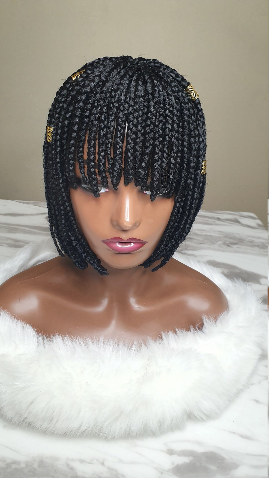 Bob Braided Wig With Fringes/bangs/bob Braided Wig With Bangs/bob ...