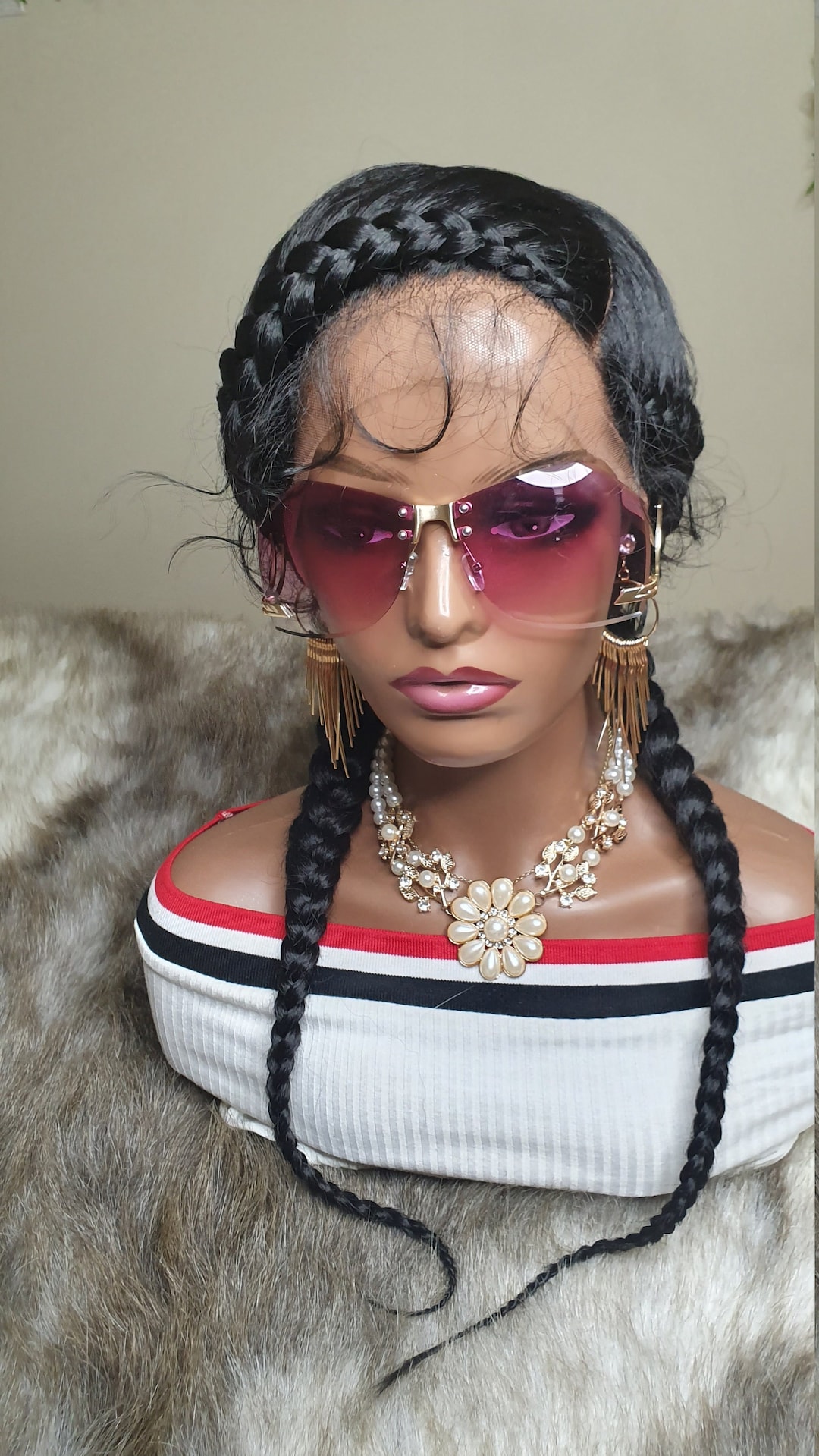 Double Braided Cornrow Wig/cornrow Wig/twin Cornrow Braided Wig - Etsy