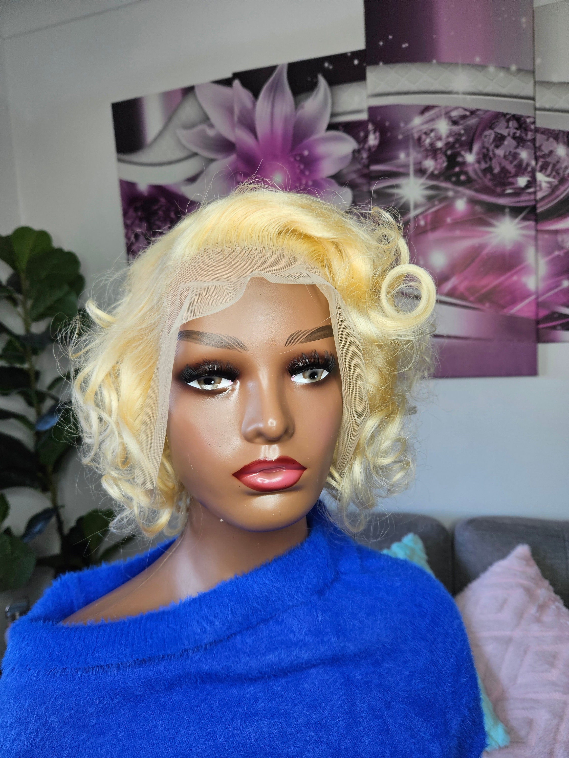 Blonde Short Curly Wigshort Curly Ombre Wigcurly Wigcurly Etsy