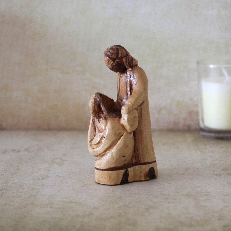 Olive Wood Statue of the Holy Family Joseph Virgin Mary & - Etsy