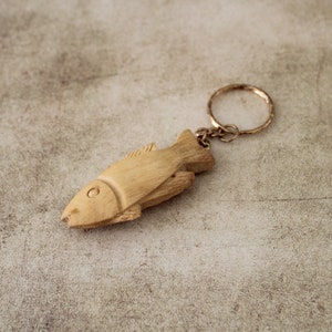 Wooden Fish Keychain Olive Wood Fish Keychain Fish Keyring - Etsy