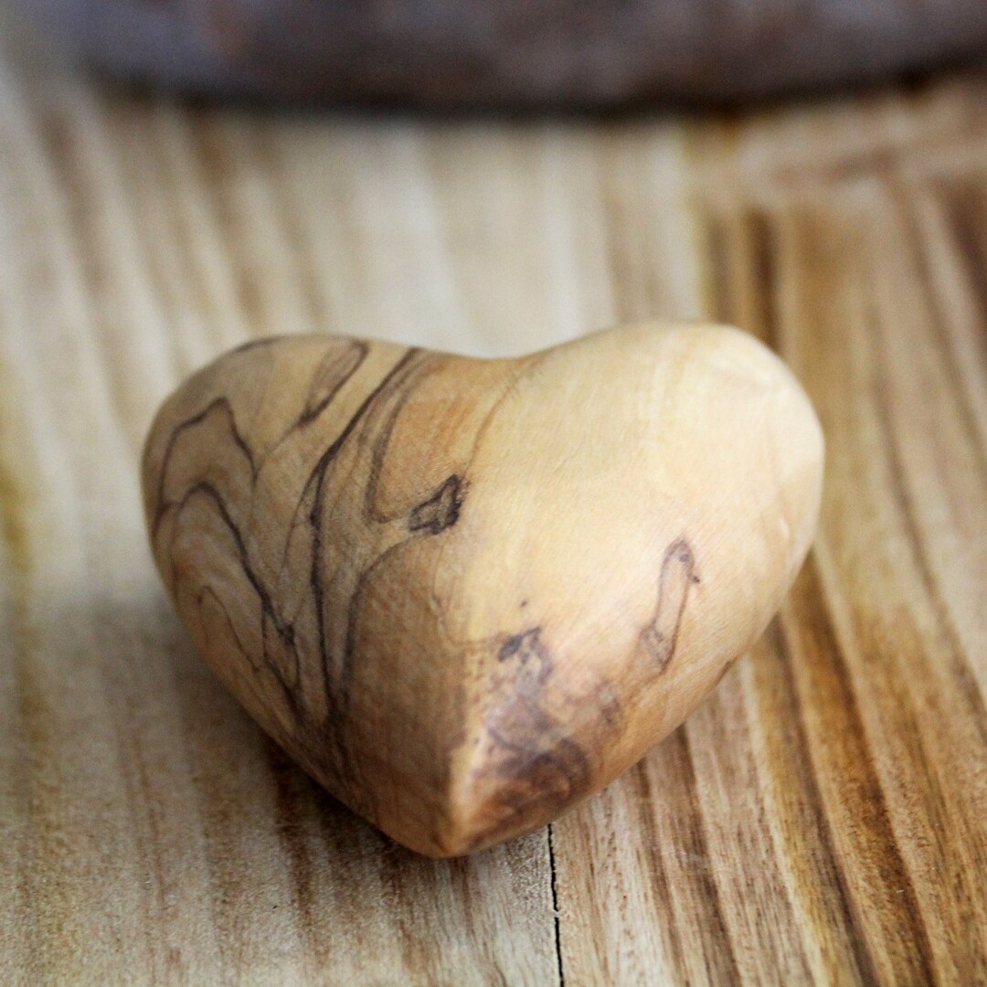 2 Large Olive Wood Hearts, Carved Hearts, 3D Heart Shape Hand Carved in ...