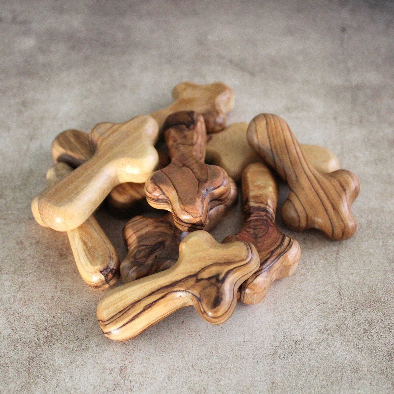 Set of 10 Olive Wood Comfort Crosses – 2.3" Handheld Prayer Crosses ...