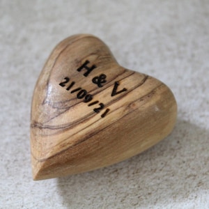 Personalized Olive Wood Heart Table Decorations for Her - Etsy