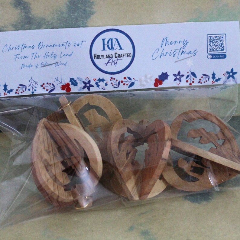 Olive Wood Nativity Heart Ornament Set: Handmade Christmas Decor - Etsy