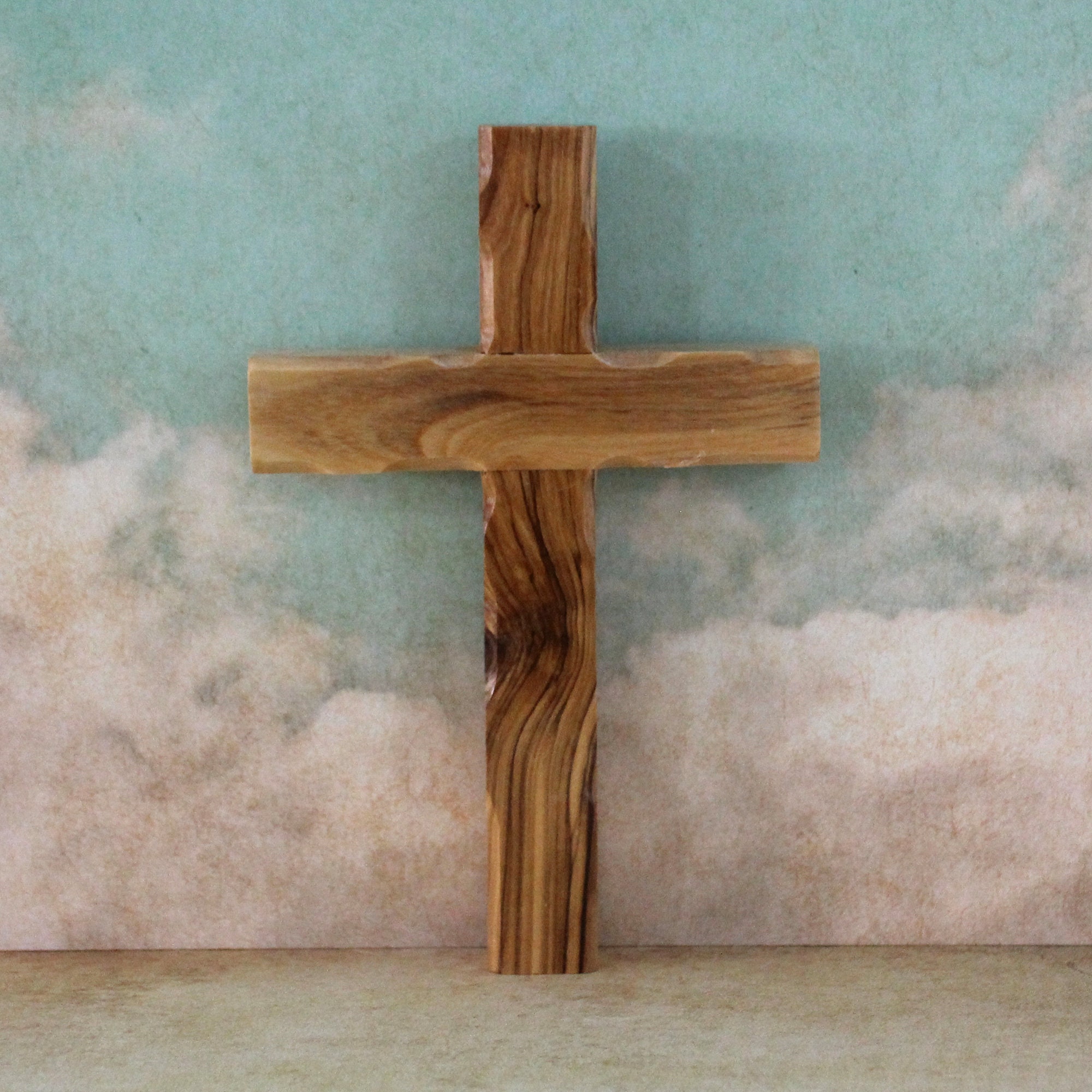 Olive Wood Cross: Hand Carved Wavy Edge Wall Hanging, Jerusalem - Etsy