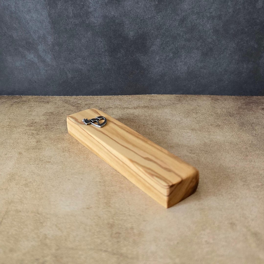Handcarved 14cm Olive Wood Mezuzah: Silver Shin Jewish Home Blessing - Etsy