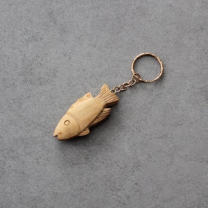 Wooden Fish Keychain Olive Wood Fish Keychain Fish Keyring - Etsy