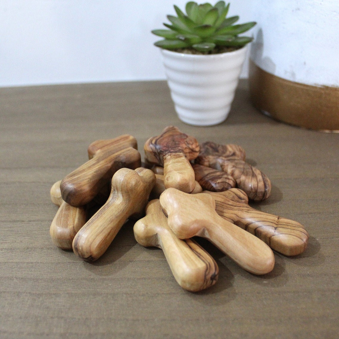 Set of 10 Olive Wood Comfort Crosses – 2.3" Handheld Prayer Crosses ...